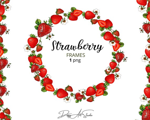 Strawberry Frame Png Frame Summer Clipart Instant Download - Etsy