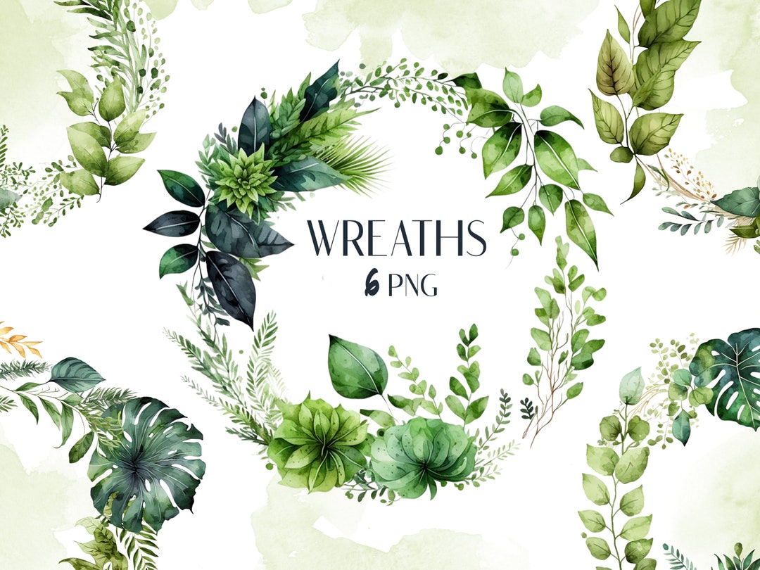 Watercolor Botanical Wreaths Clipart, Wreaths, Wedding, Instant ...