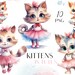 Watercolor Kittens in Tutus Clipart, Kittens PNG, Nursery Clipart ...
