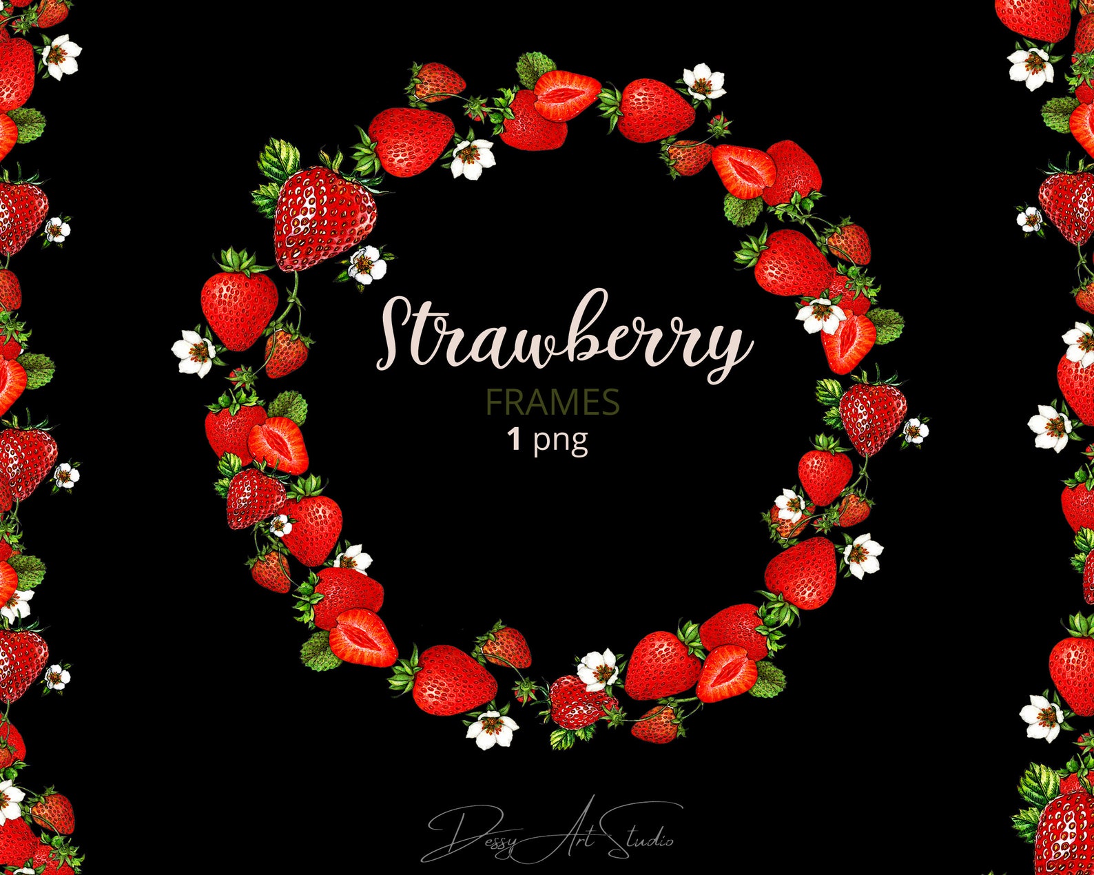 Strawberry Frame Png Frame Summer Clipart Instant Download - Etsy