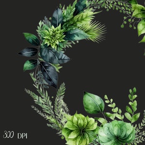 Watercolor Botanical Wreaths Clipart, Wreaths, Wedding, Instant ...