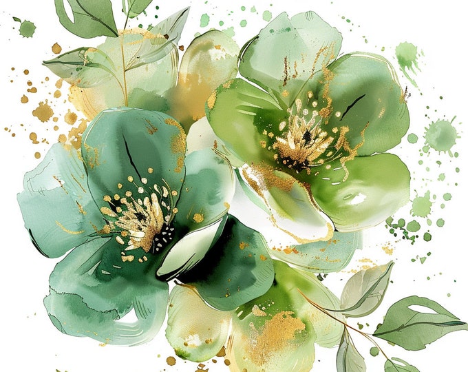 20 Abstract Flowers Clipart Flower Print Watercolor Silver Flower ...