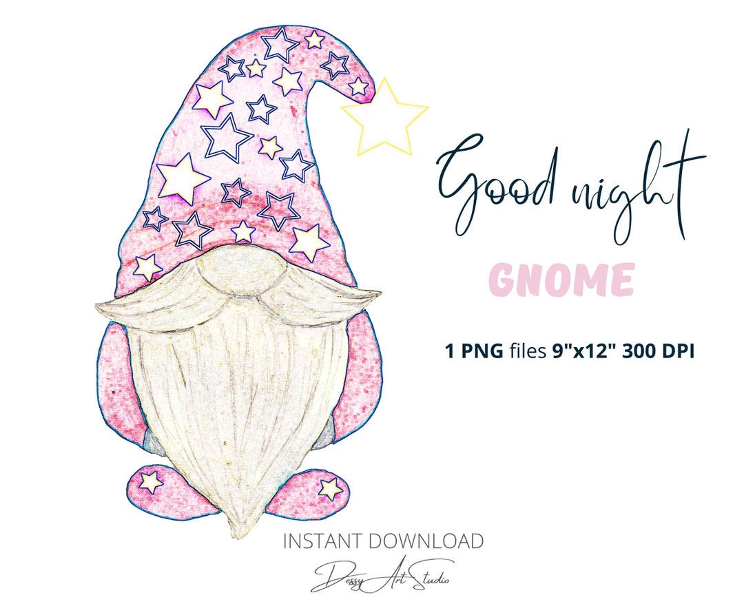Gnome Clipart, Good Night, Graphic Design, PNG - Etsy