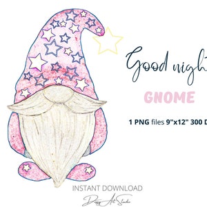 Gnome Clipart, Good Night, Graphic Design, PNG - Etsy