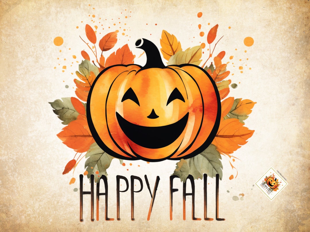 Happy Fall PNG, Fall Clipart, Fall Sublimation Design, Instant Download ...