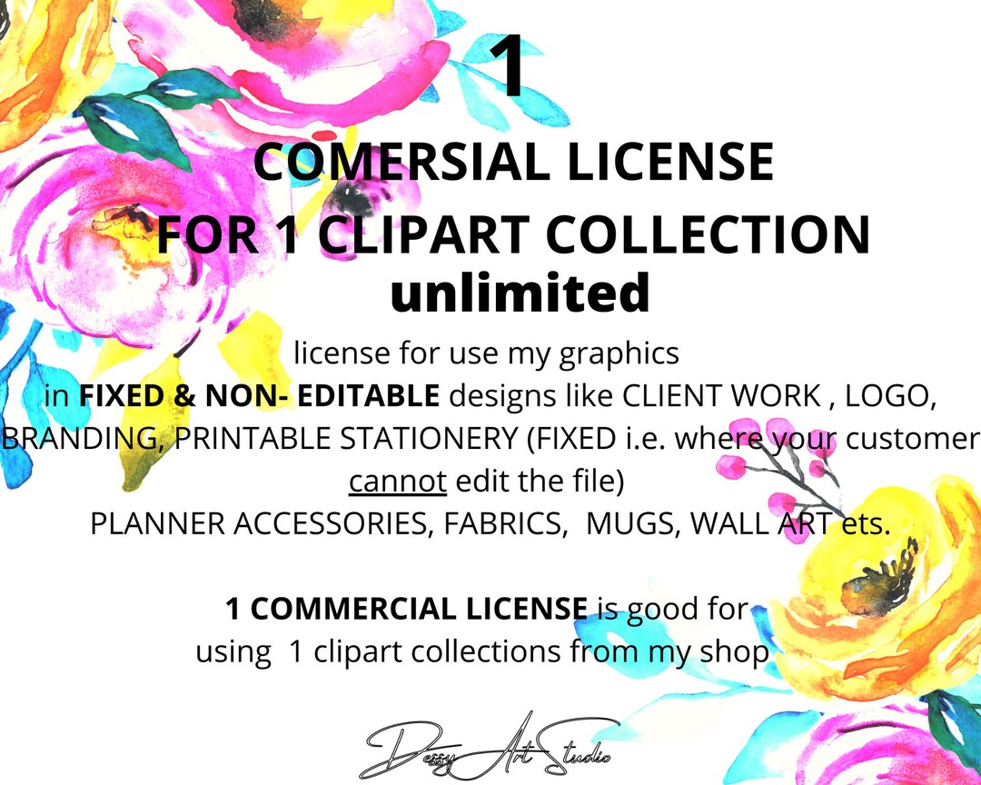 Unlimited Commercial License - One Product / Set No Credit Required - Etsy
