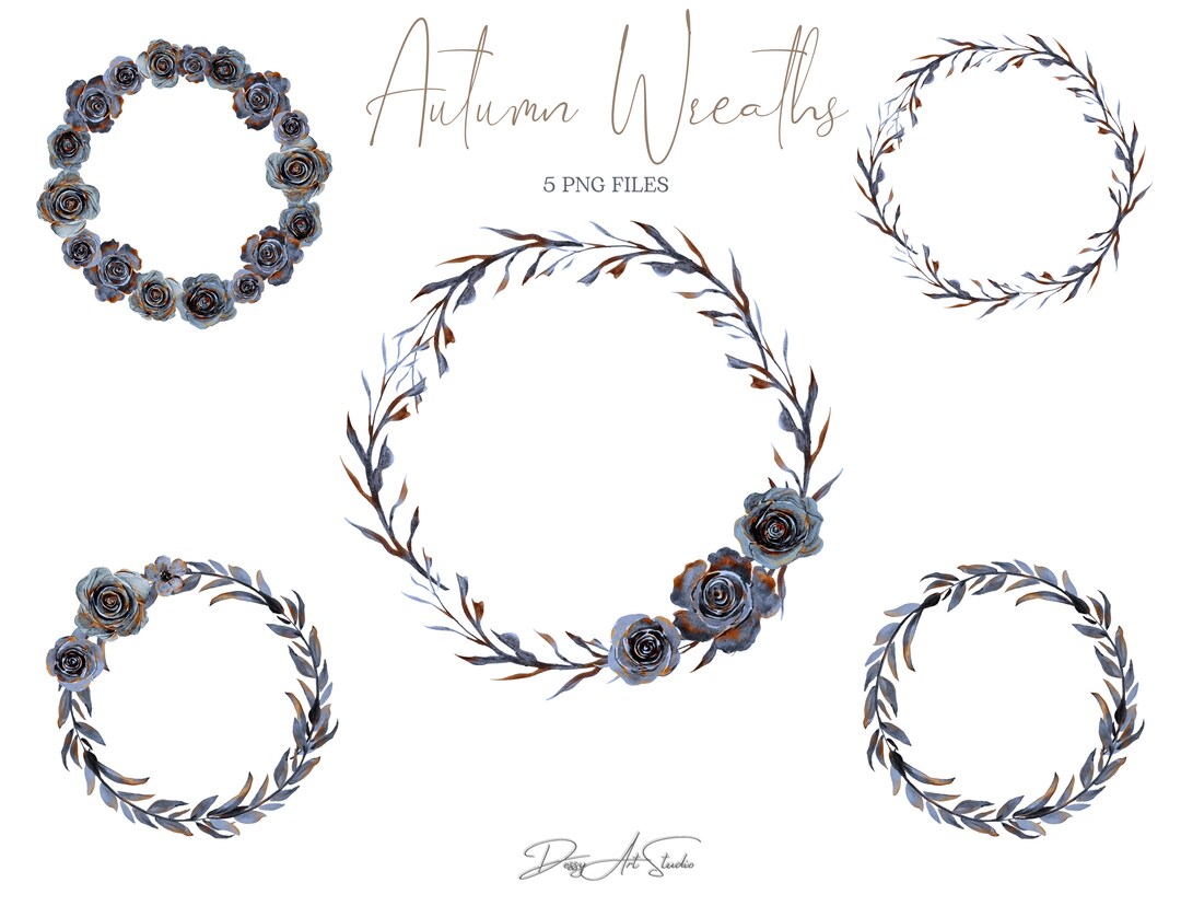 Autumn Floral Wreath Clip Art, Floral Frame, Floral Roses Wreath ...