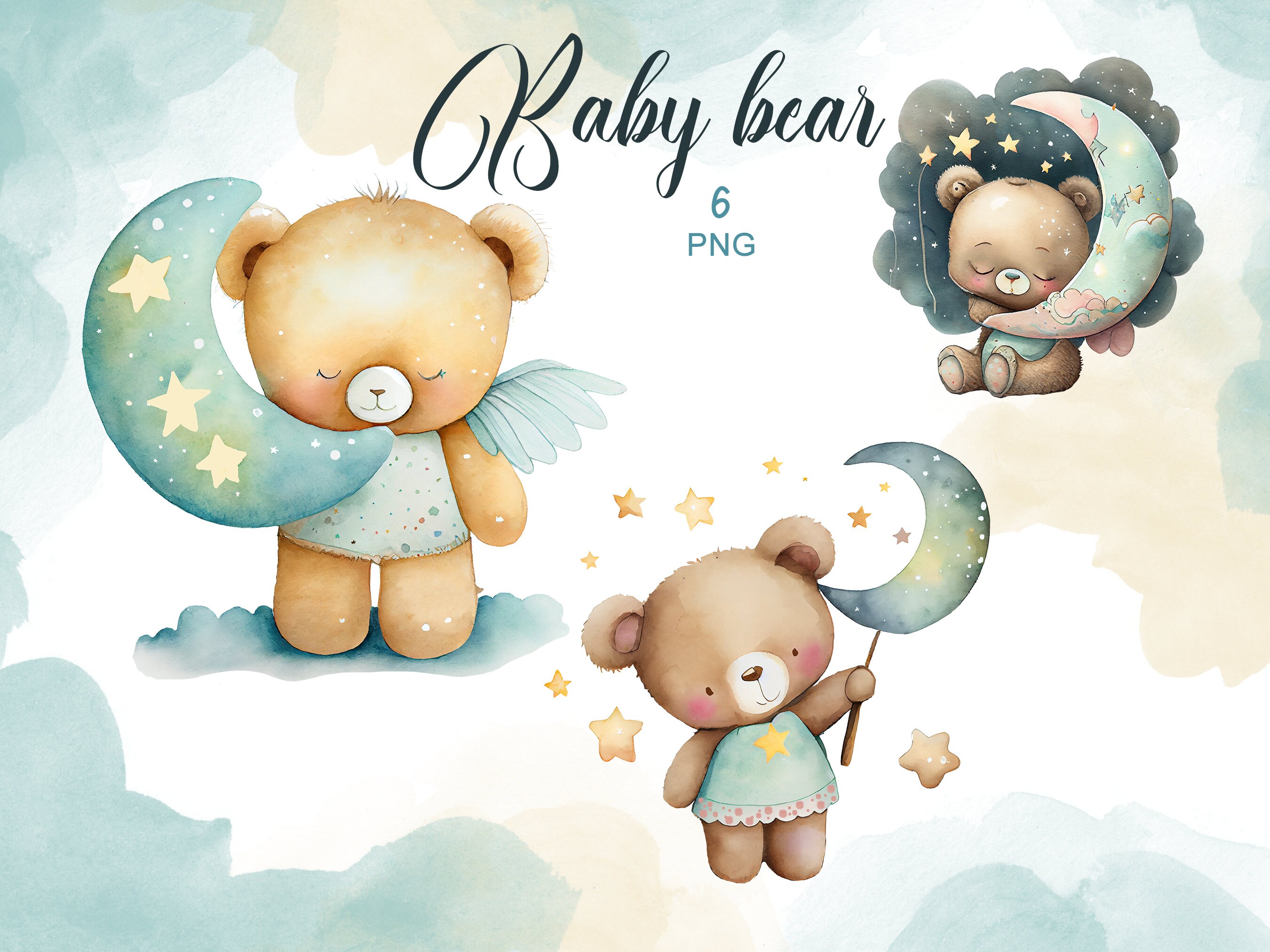 Baby Bear Clipart Bear Clipart Watercolor Bear Clipart Bear - Etsy