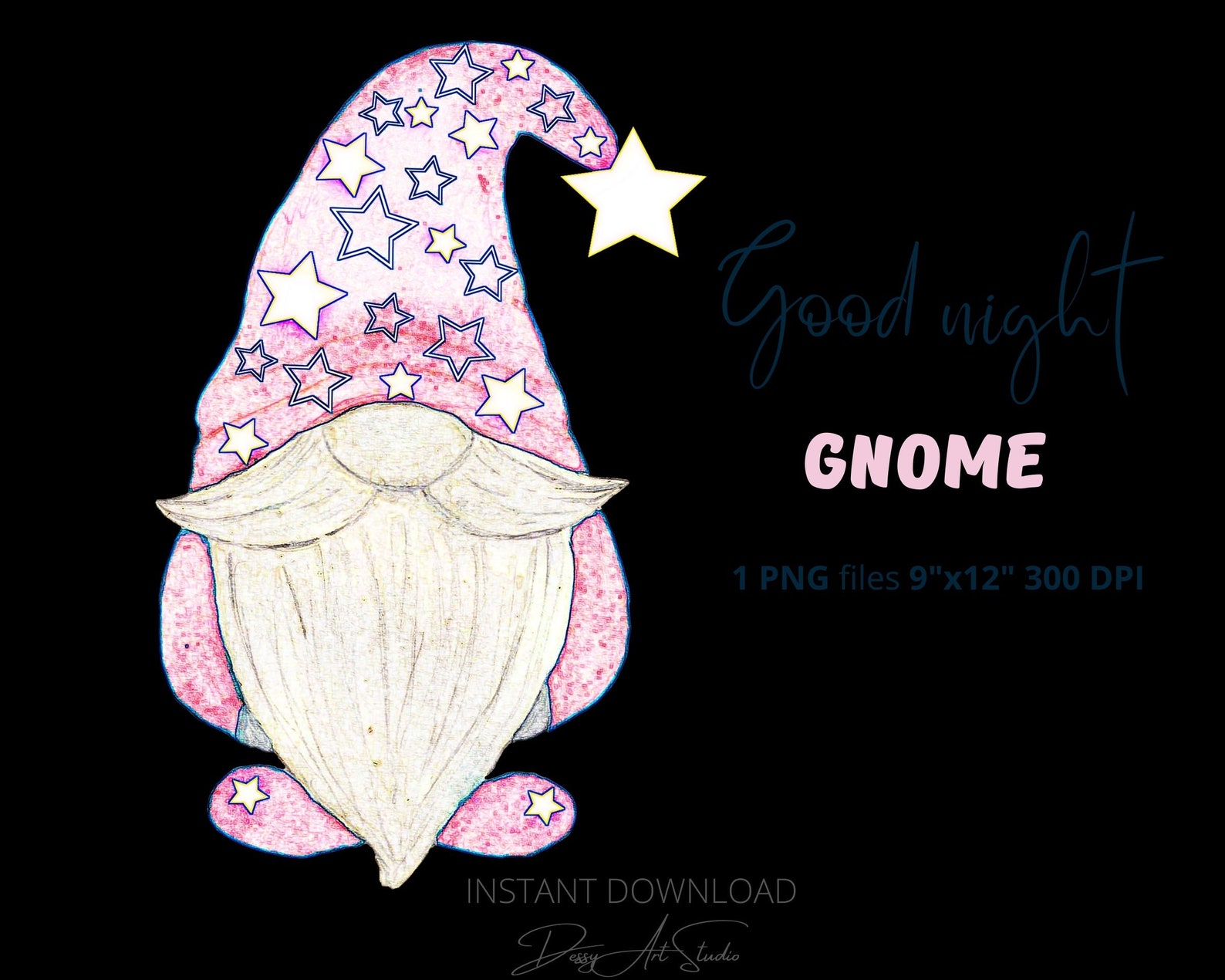Gnome Clipart, Good Night, Graphic Design, PNG - Etsy