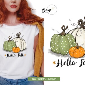 Hello Fall PNG, Fall PUMPKINS Sublimation Designs Downloads, Happy Fall ...