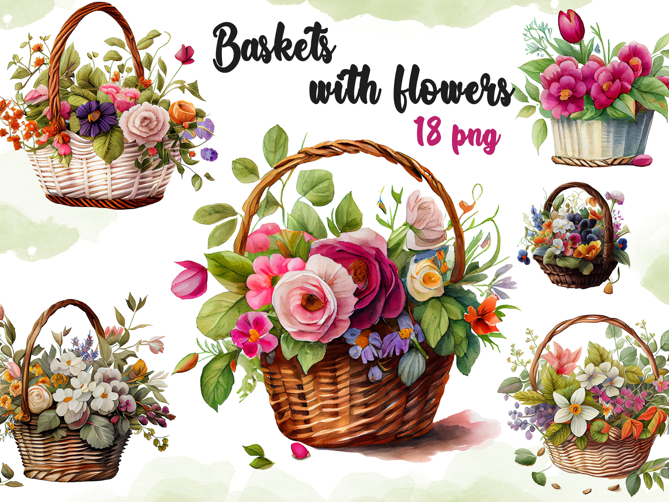 Basket Of Flowers Clip Art