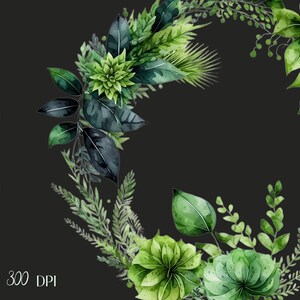 Watercolor Botanical Wreaths Clipart, Wreaths, Wedding, Instant ...