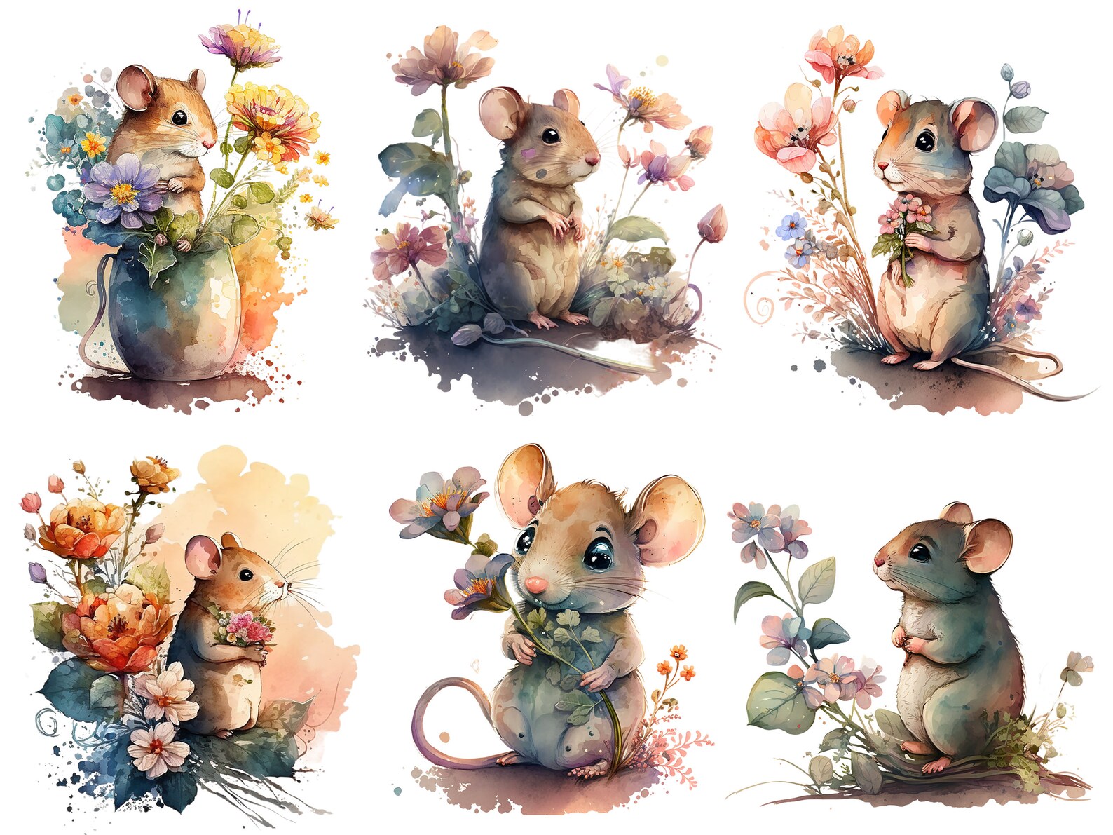 Cute Mice Clipart, Nursery Decor, Instant Download, PNG - Etsy