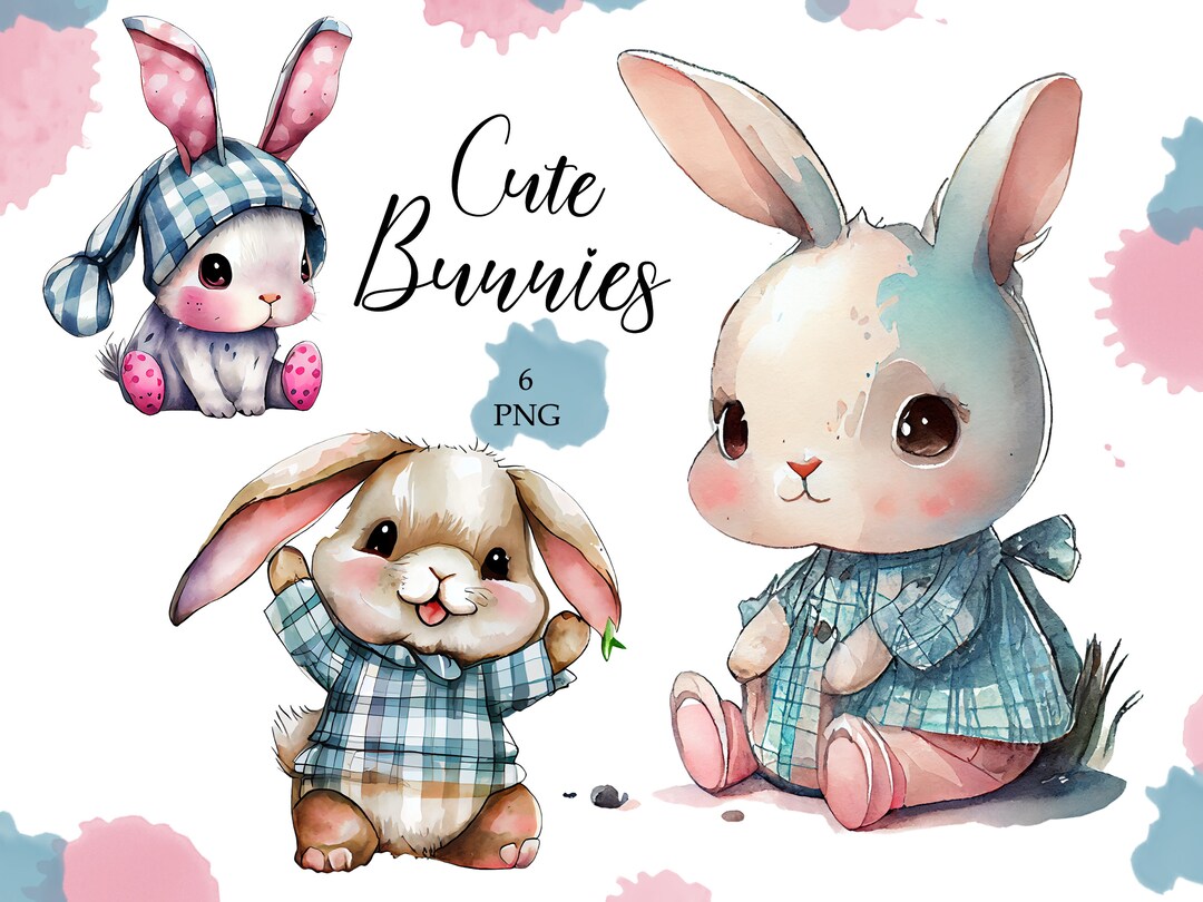 Cute Baby Bunnies Clipart, Cute Clipart, Bunny Clipart Bundle, Nursery ...