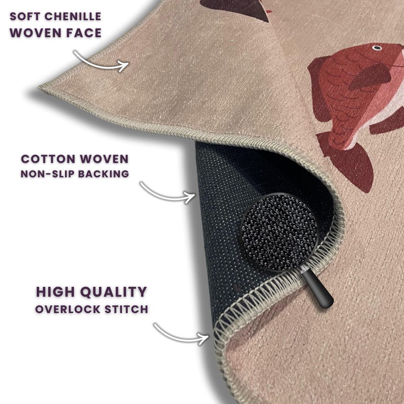 Deep Blue Fish Rug, Nautical Fish Print Rug, Ocean Themed Digital Art ...