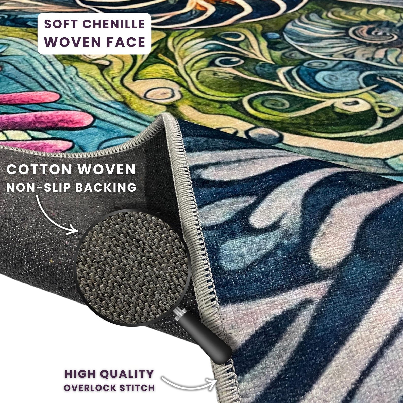 Nautilus Shell Rug: Vibrant Marine Life Art, Non-slip Woven Rug - Etsy