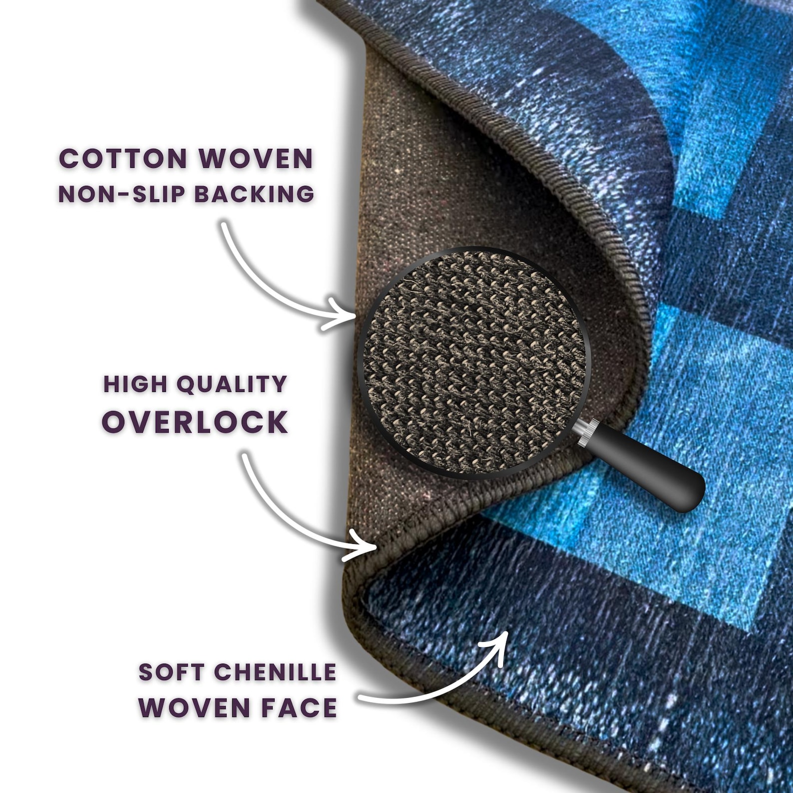 Stylish Denim Look Area Rug, Vintage Denim Patchwork Printed Rug, Jeans ...