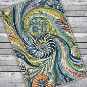 Nautilus Shell Rug: Vibrant Marine Life Art, Non-slip Woven Rug - Etsy
