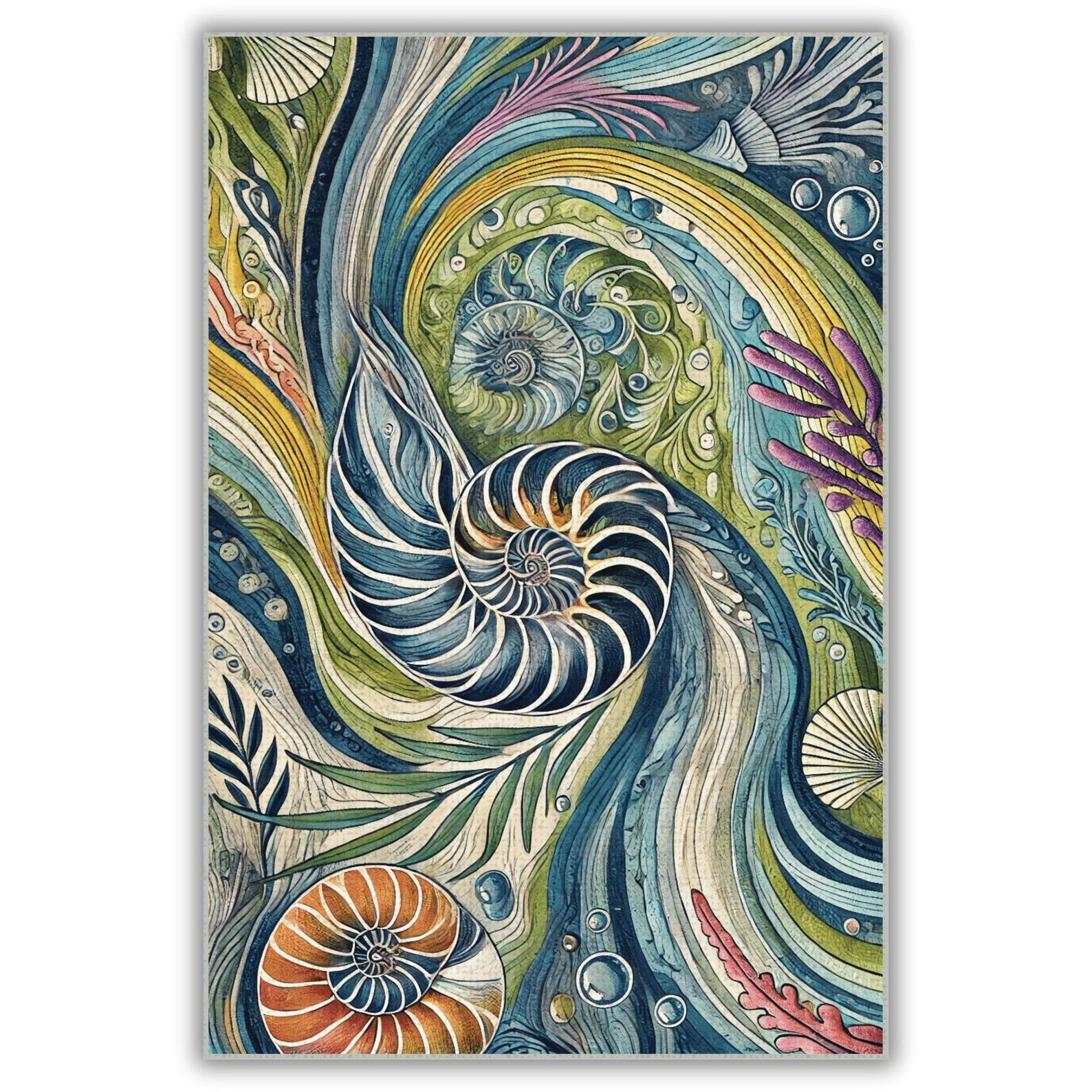 Nautilus Shell Rug: Vibrant Marine Life Art, Non-slip Woven Rug - Etsy