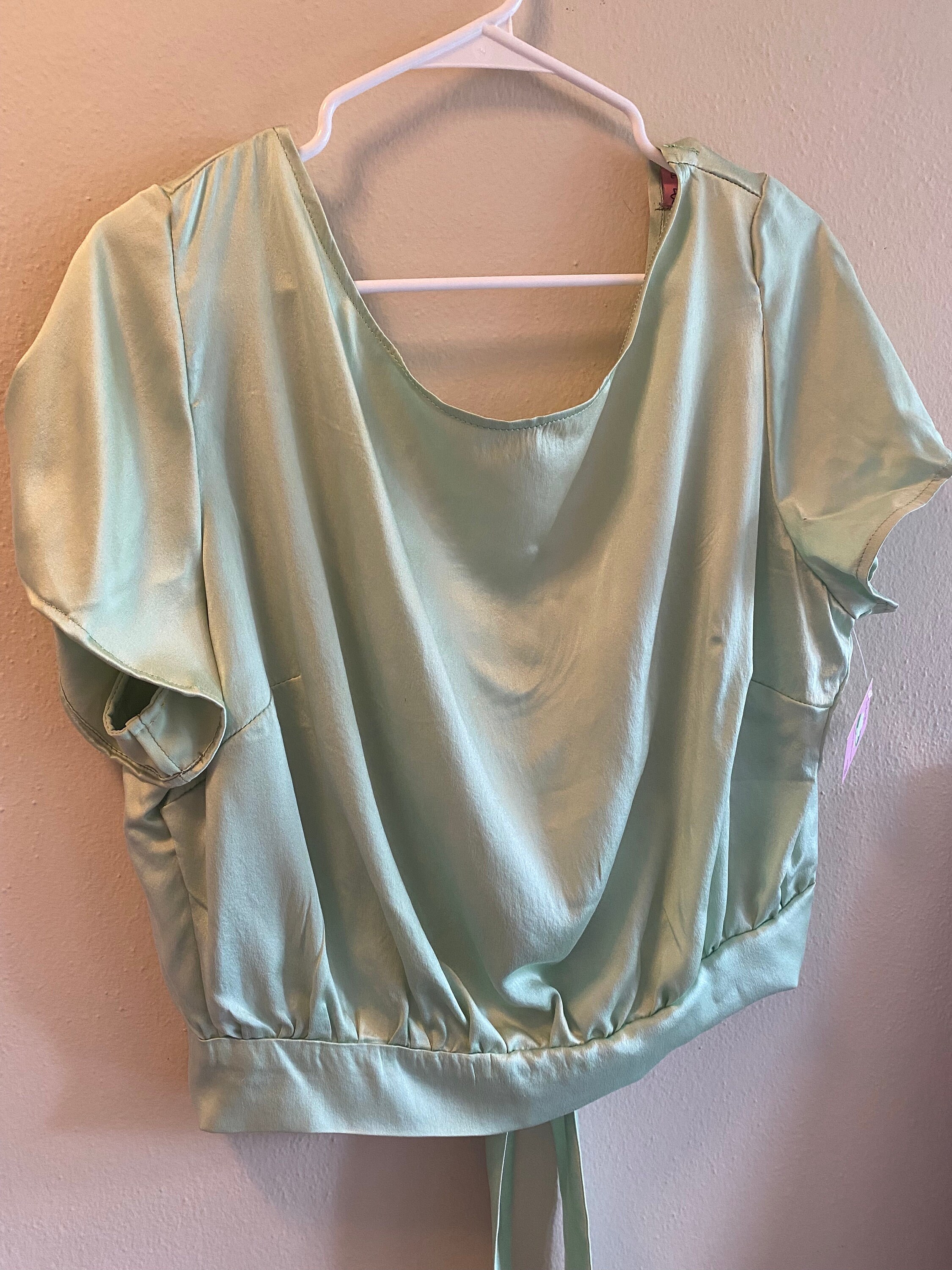Light Green Backless Silk Crop Top With Back Ties - Etsy UK