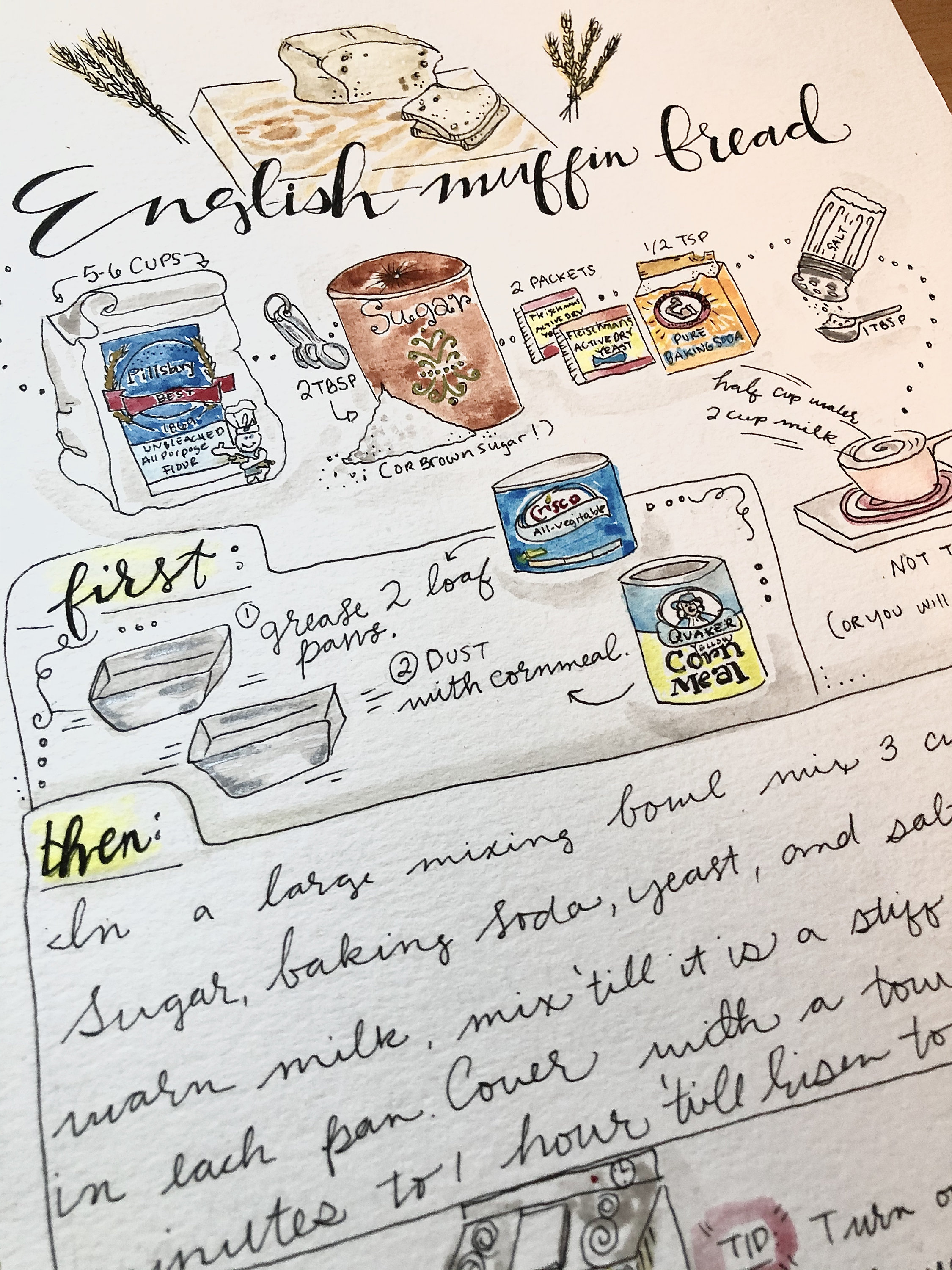 RECIPE Food Illustration Art, Hand Drawn, Painted, Grandmas Heirloom ...