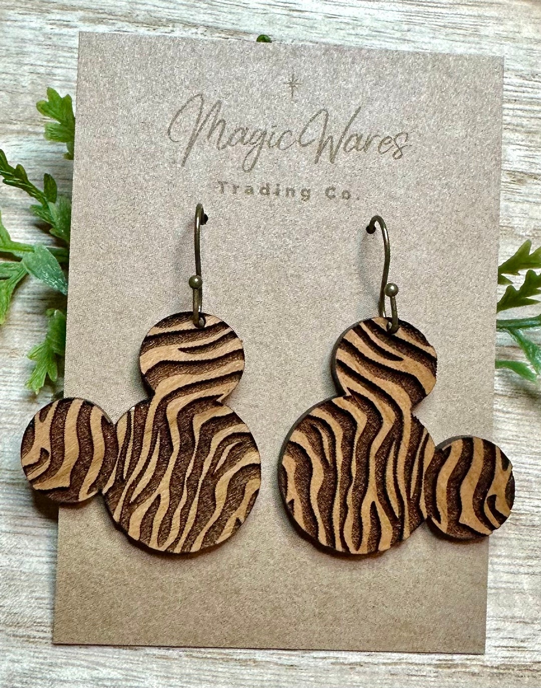 Zebra Mouse, Laser Engraved Cherry Hardwood Dangle Earrings, Laser Cut ...