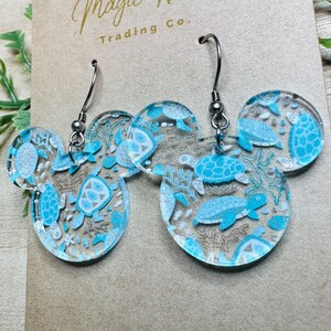 Sea Turtles, Mouse Head Shaped Laser Cut Acrylic Earrings, Laser Cut ...