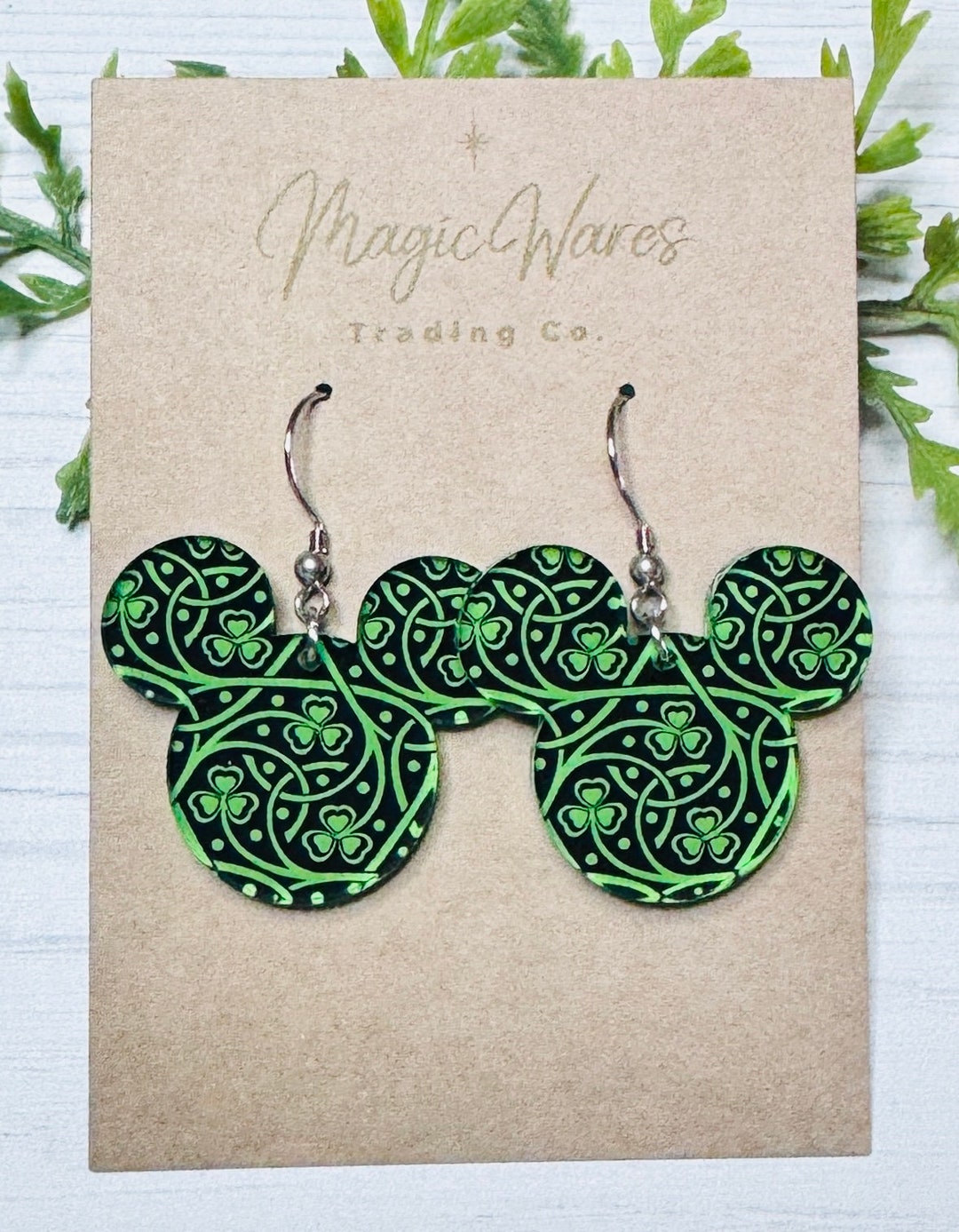 Celtic Shamrocks Mouse, Mouse Head Laser Cut Dark Celtic Shamrocks ...