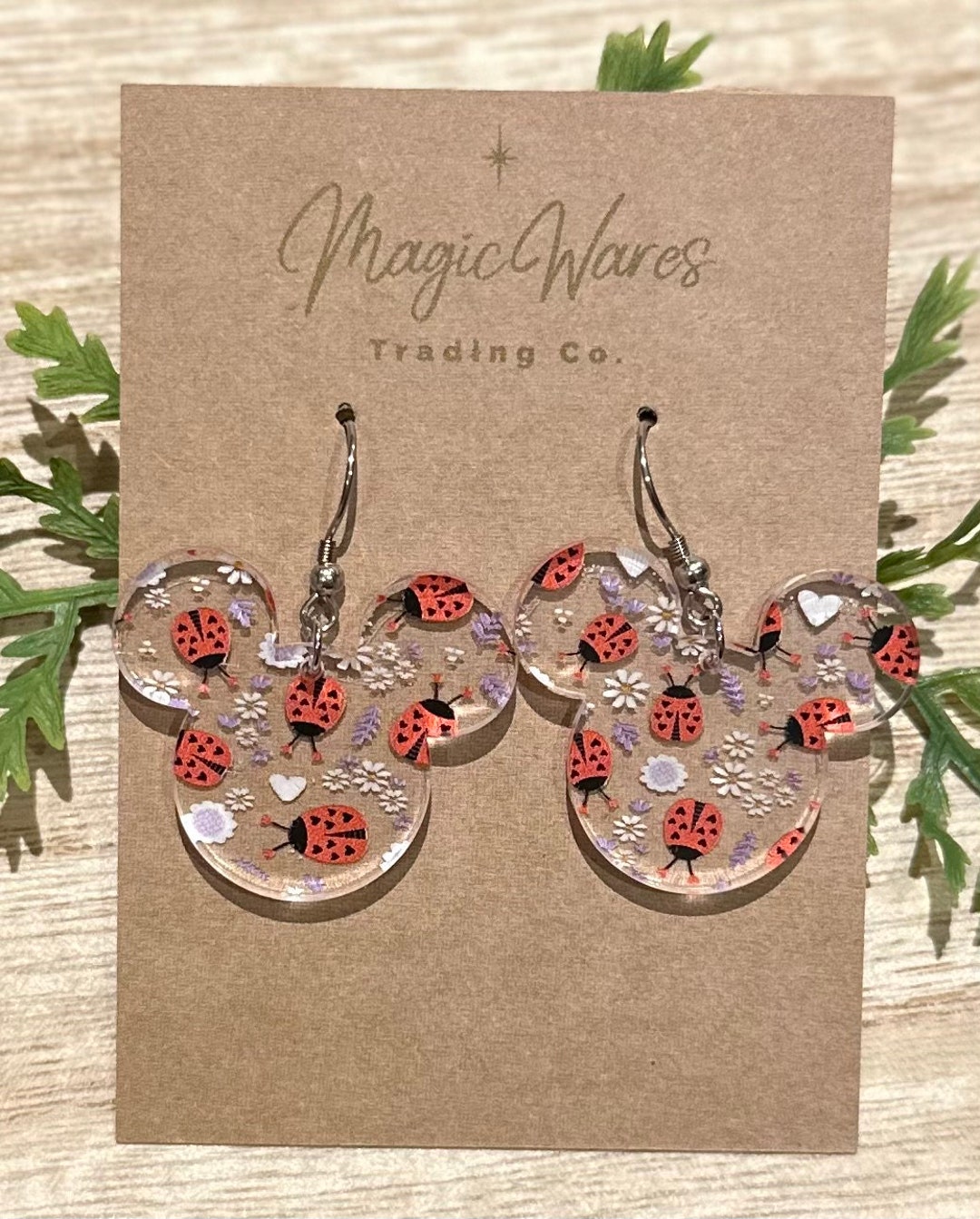 Love Bug, Mouse Head Laser Cut Earrings, Hearts, Flowers and Lady Bug ...