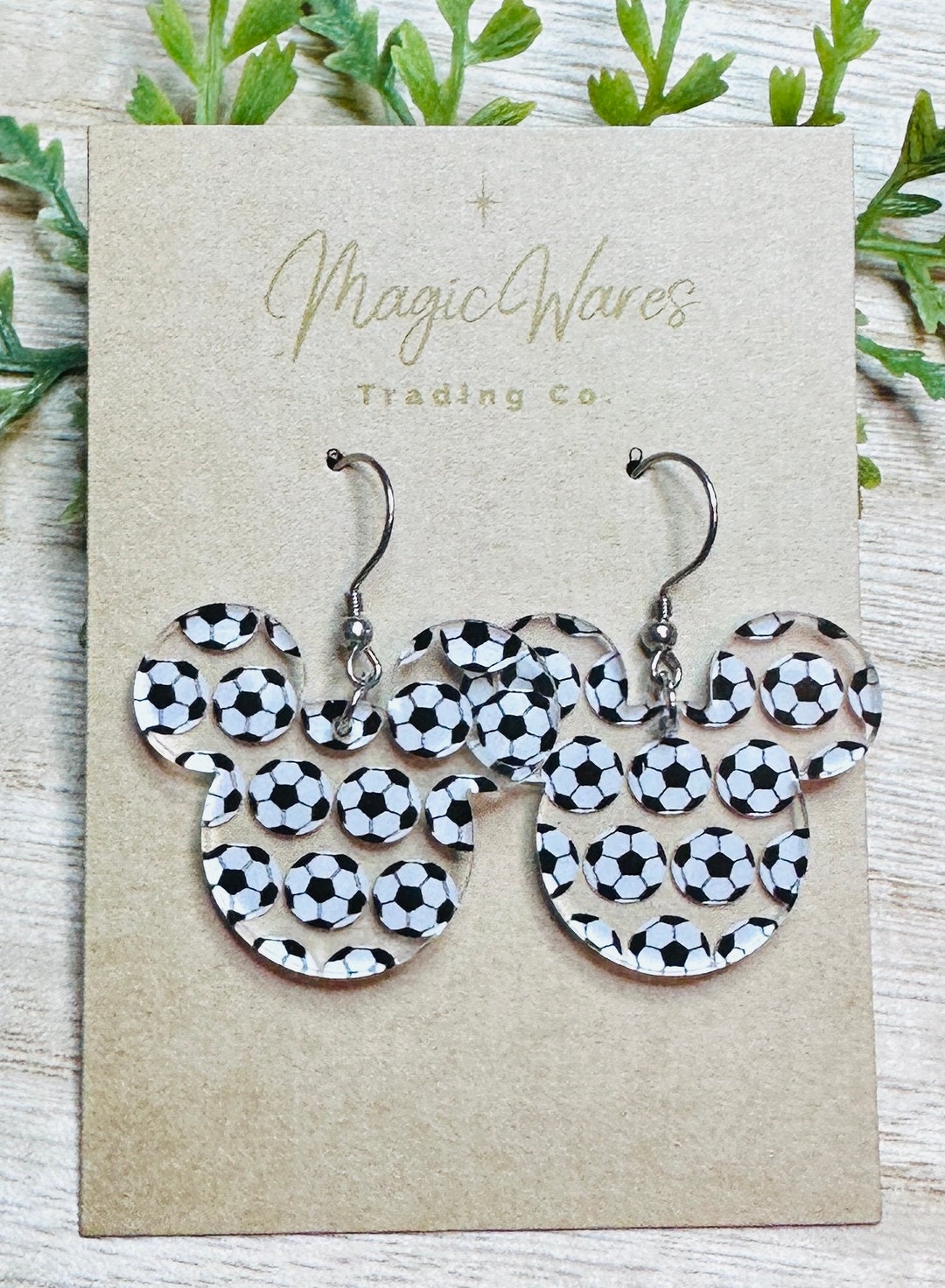 Soccer Mouse, Mouse Head Shaped Dangle Earrings, Laser Cut Soccer Ball ...