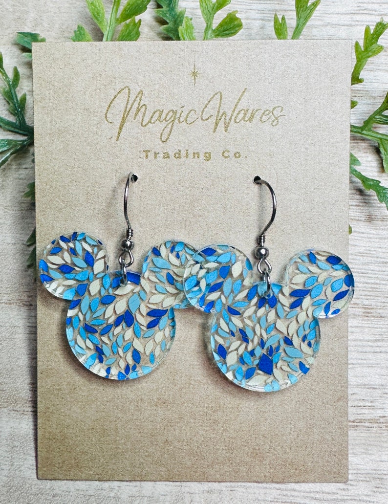 Beach Confetti Mouse Laser Cut Blue Floral Crystal Acrylic - Etsy