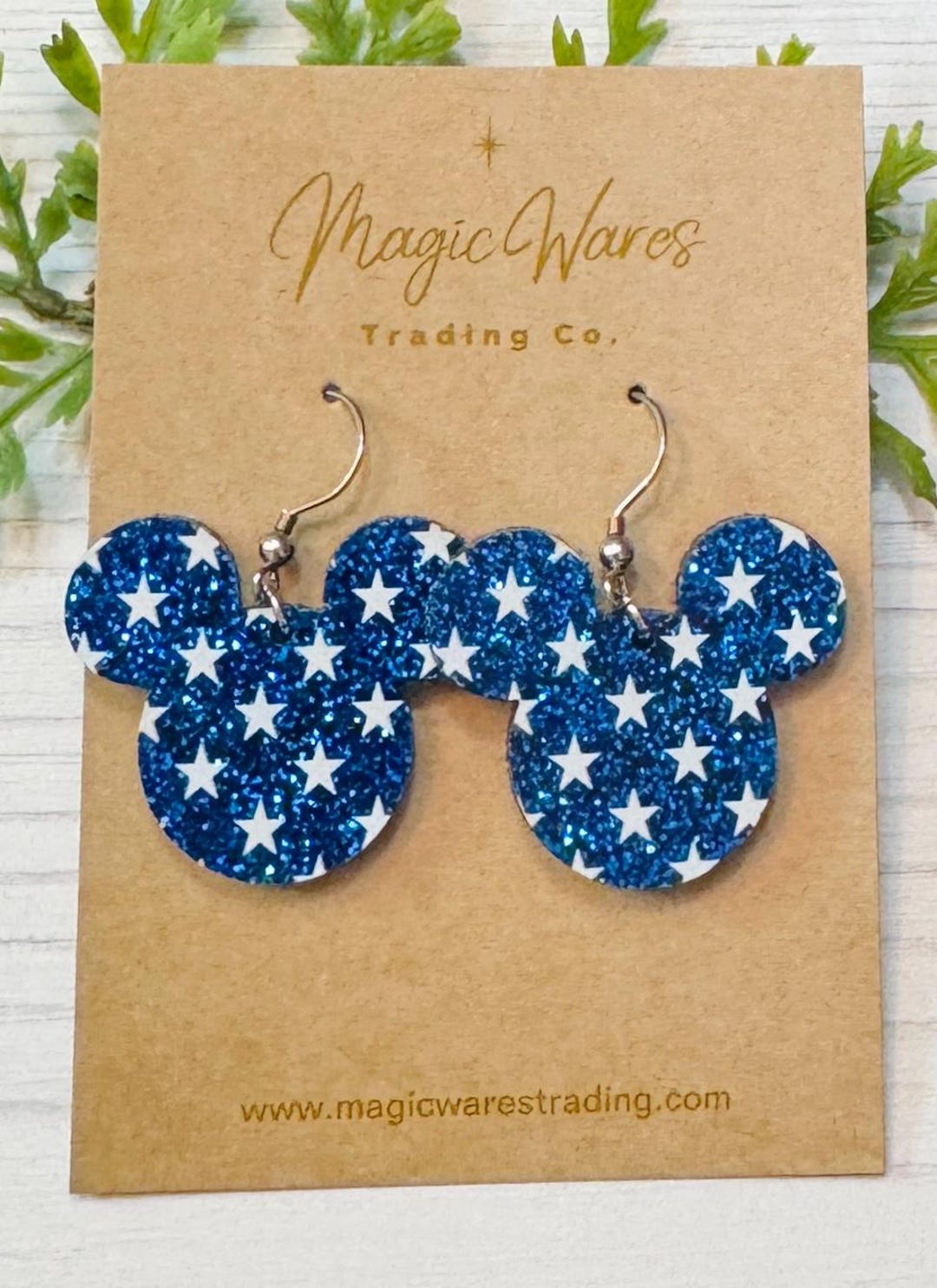 Glitter Stars Mouse Head Laser Cut Blue Glitter Acrylic Earrings, 4th ...