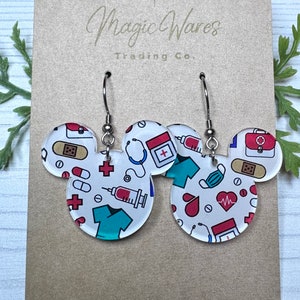 Nurse Inspired Mouse Head Laser Cut Dangle Earrings, Nurse Appreciation ...