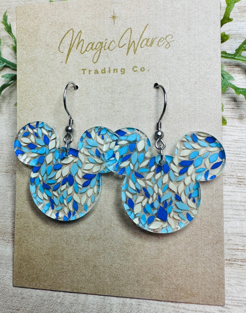 Beach Confetti Mouse Laser Cut Blue Floral Crystal Acrylic - Etsy