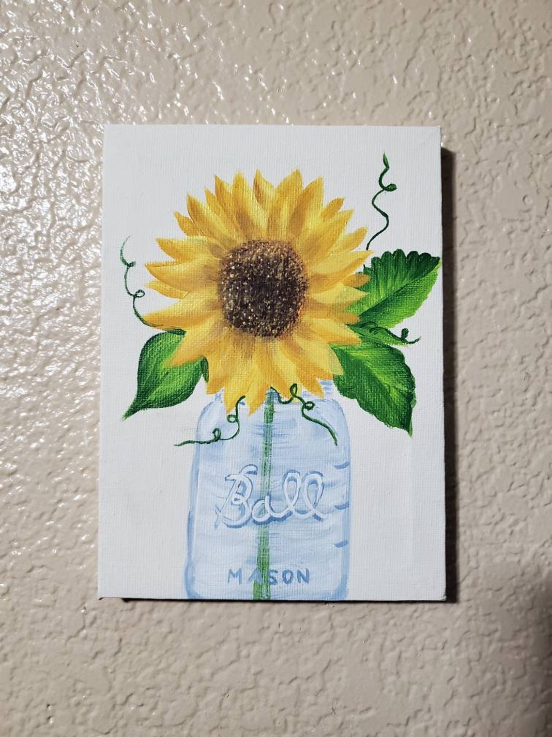 Sunflower Simple Mason Jar With One Sunflower. Bright and Vibrant With ...