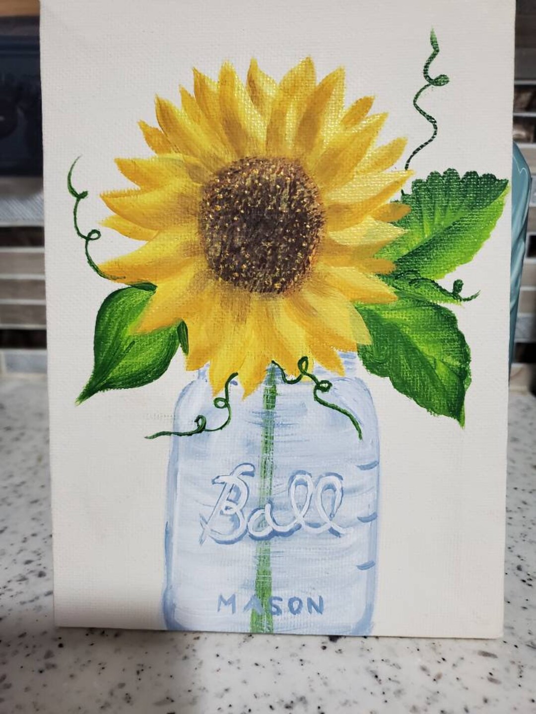 Sunflower Simple Mason Jar With One Sunflower. Bright and Vibrant With ...