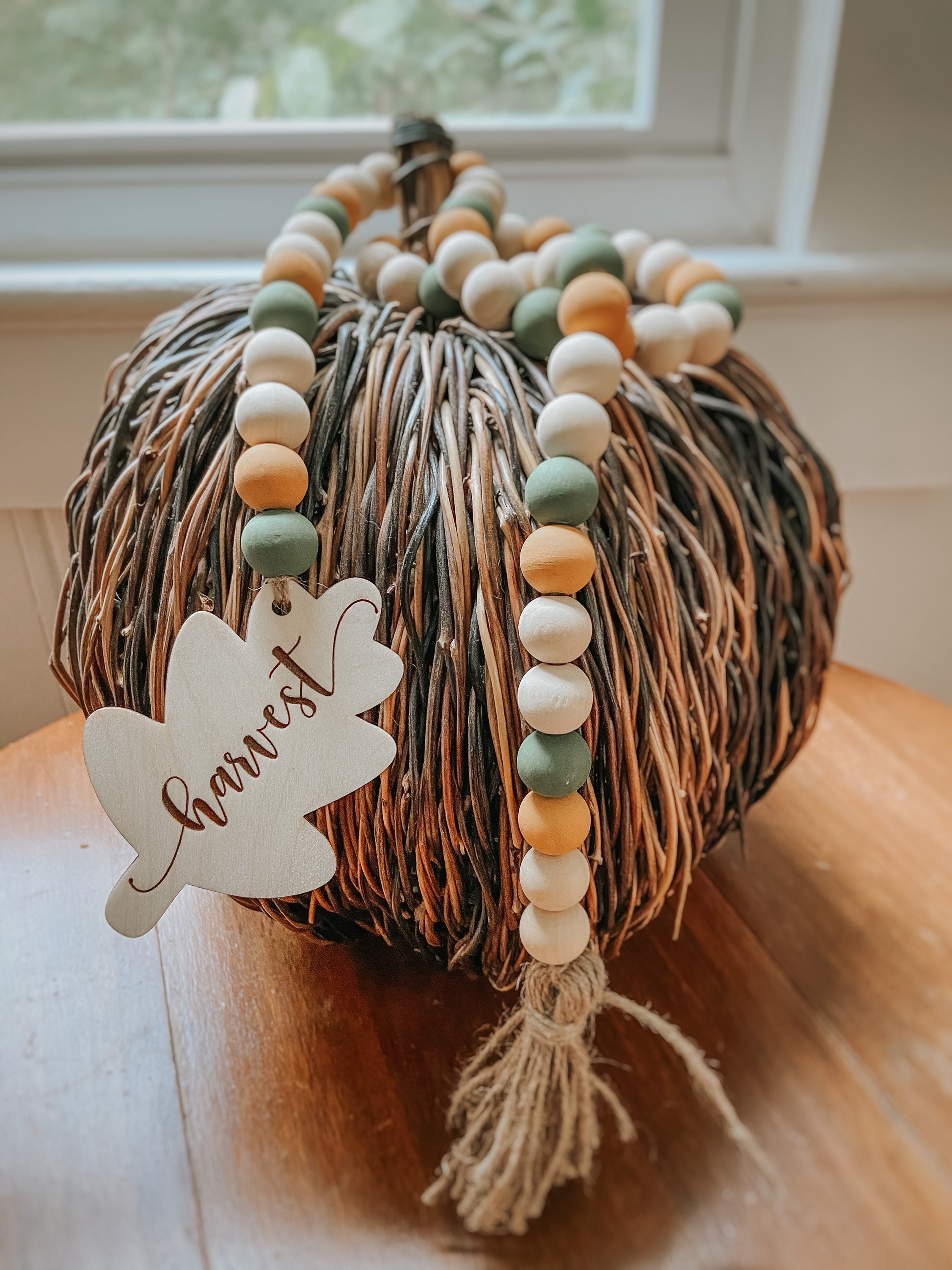 Leaf Beaded Garland | Fall Beaded Garland | Wooden Bead Garland ...