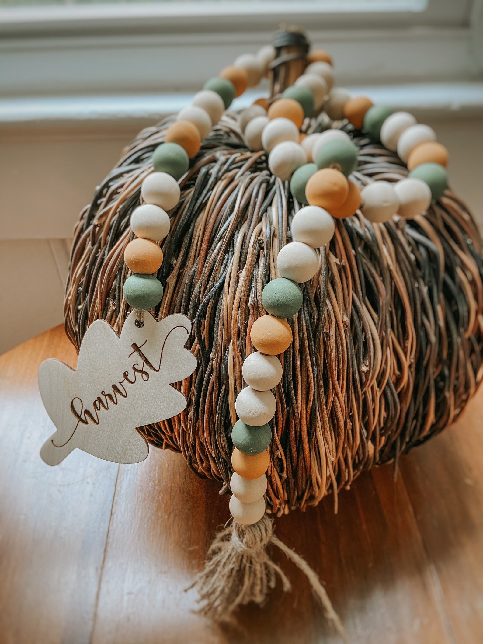 Leaf Beaded Garland | Fall Beaded Garland | Wooden Bead Garland ...