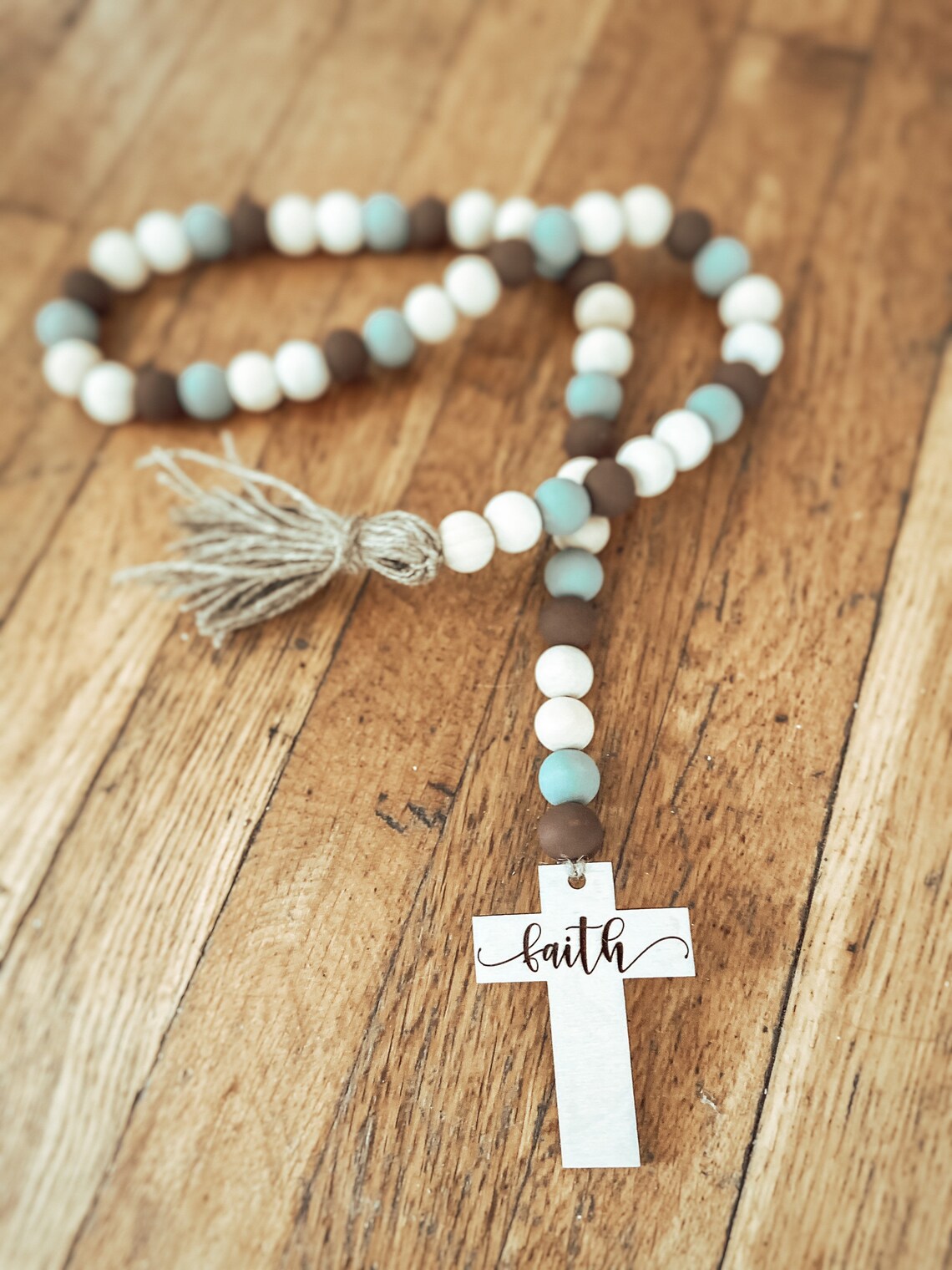 Faith Beaded Garland Beaded Garland Faith Wooden Bead - Etsy