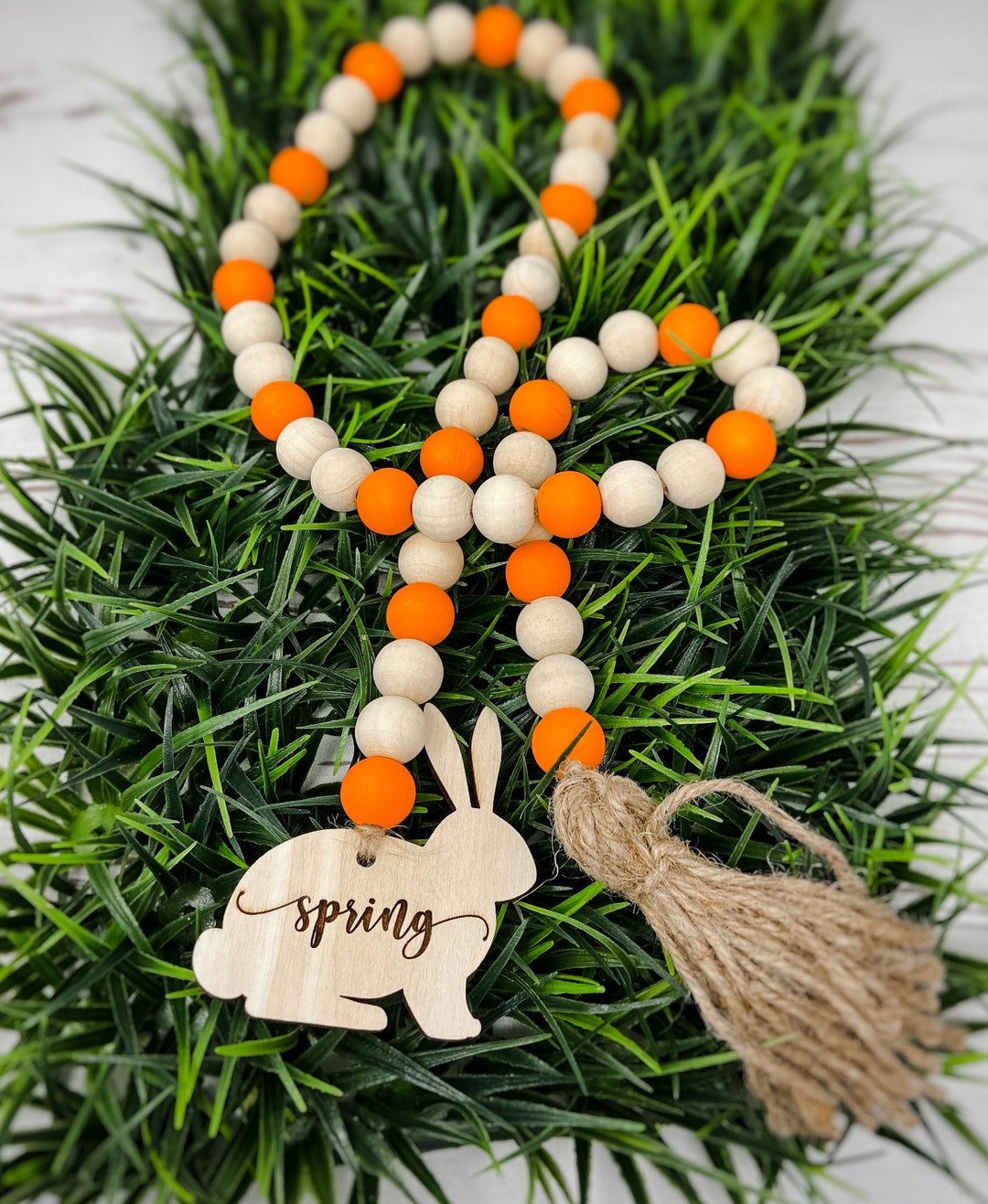 Spring Beaded Garland | Beaded Garland | Easter | Wooden Bead Garland ...