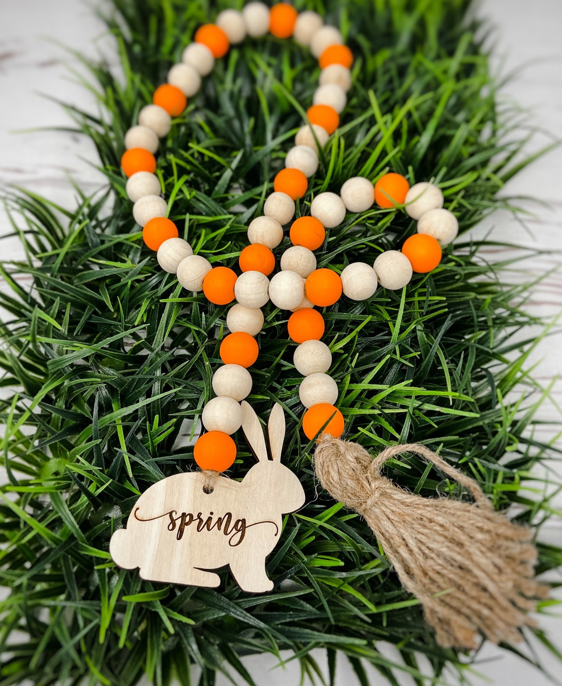 Spring Beaded Garland Beaded Garland Easter Wooden Bead - Etsy