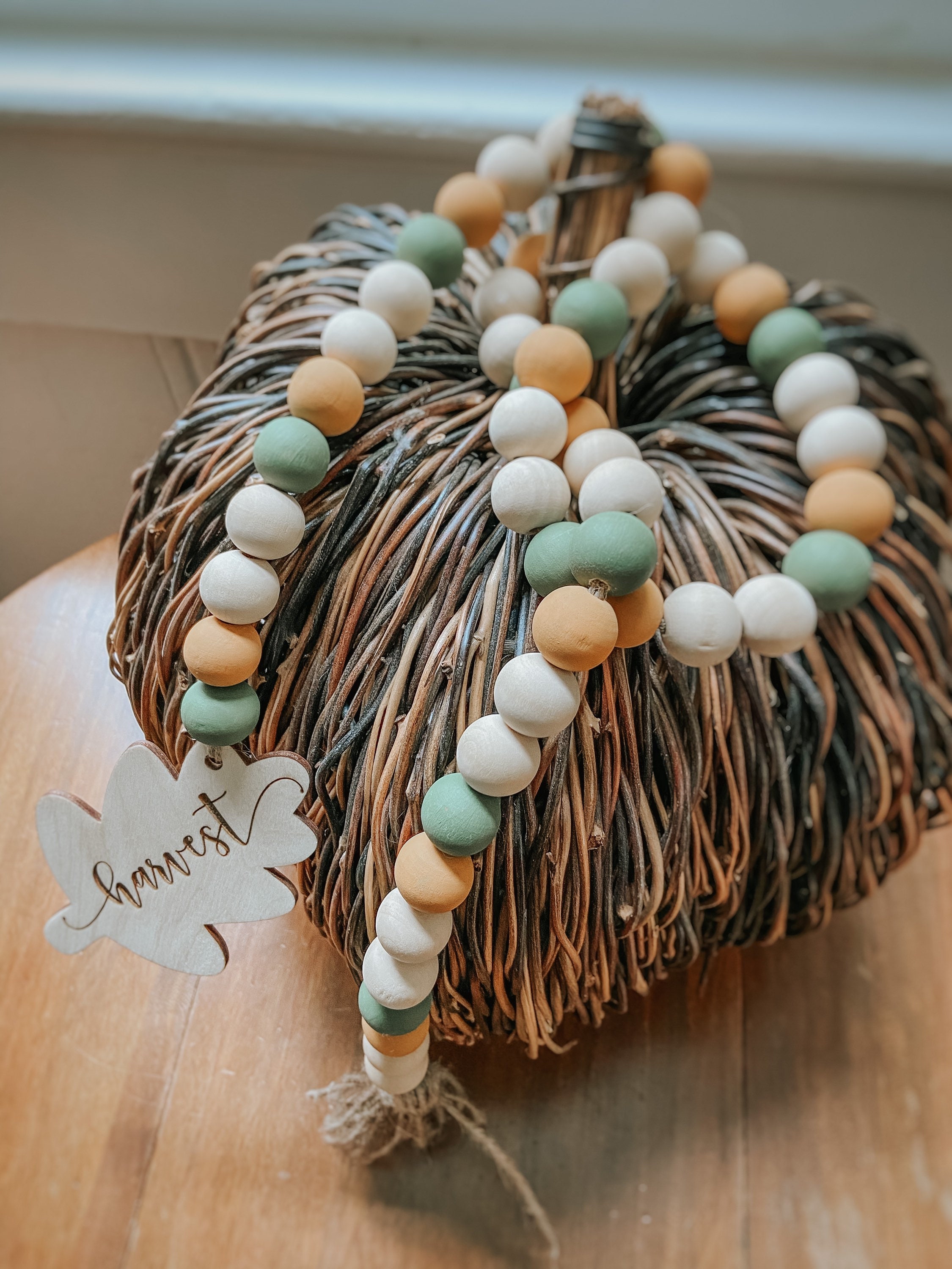 Leaf Beaded Garland | Fall Beaded Garland | Wooden Bead Garland ...