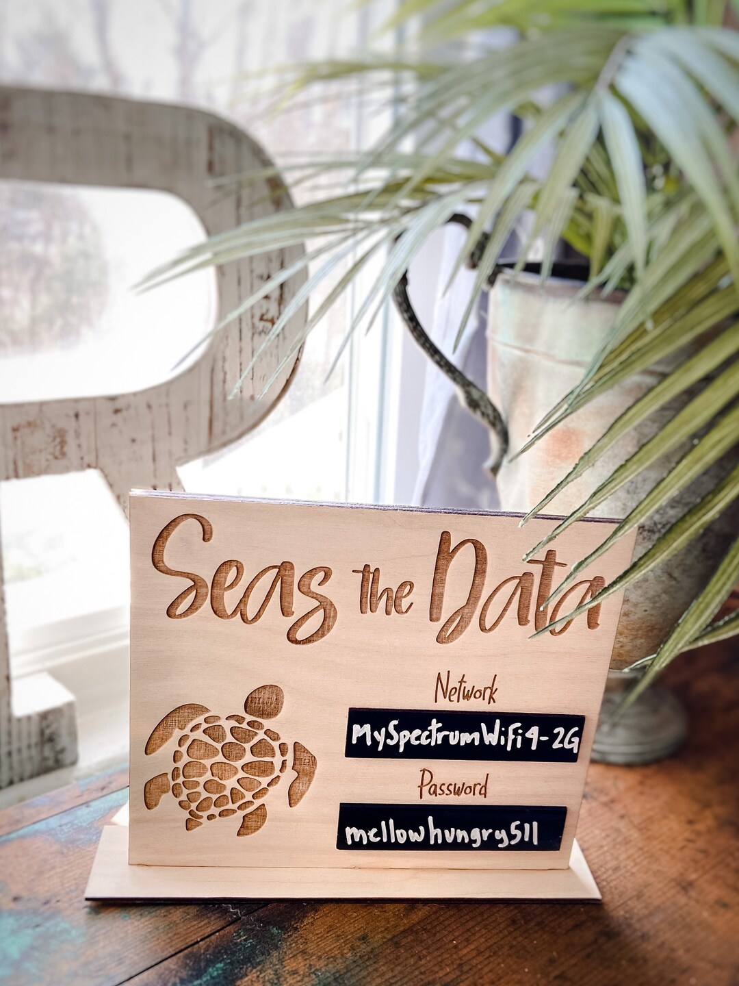 Coastal Wifi Password Sign: Seas the Data, Chalkboard Plates - Etsy
