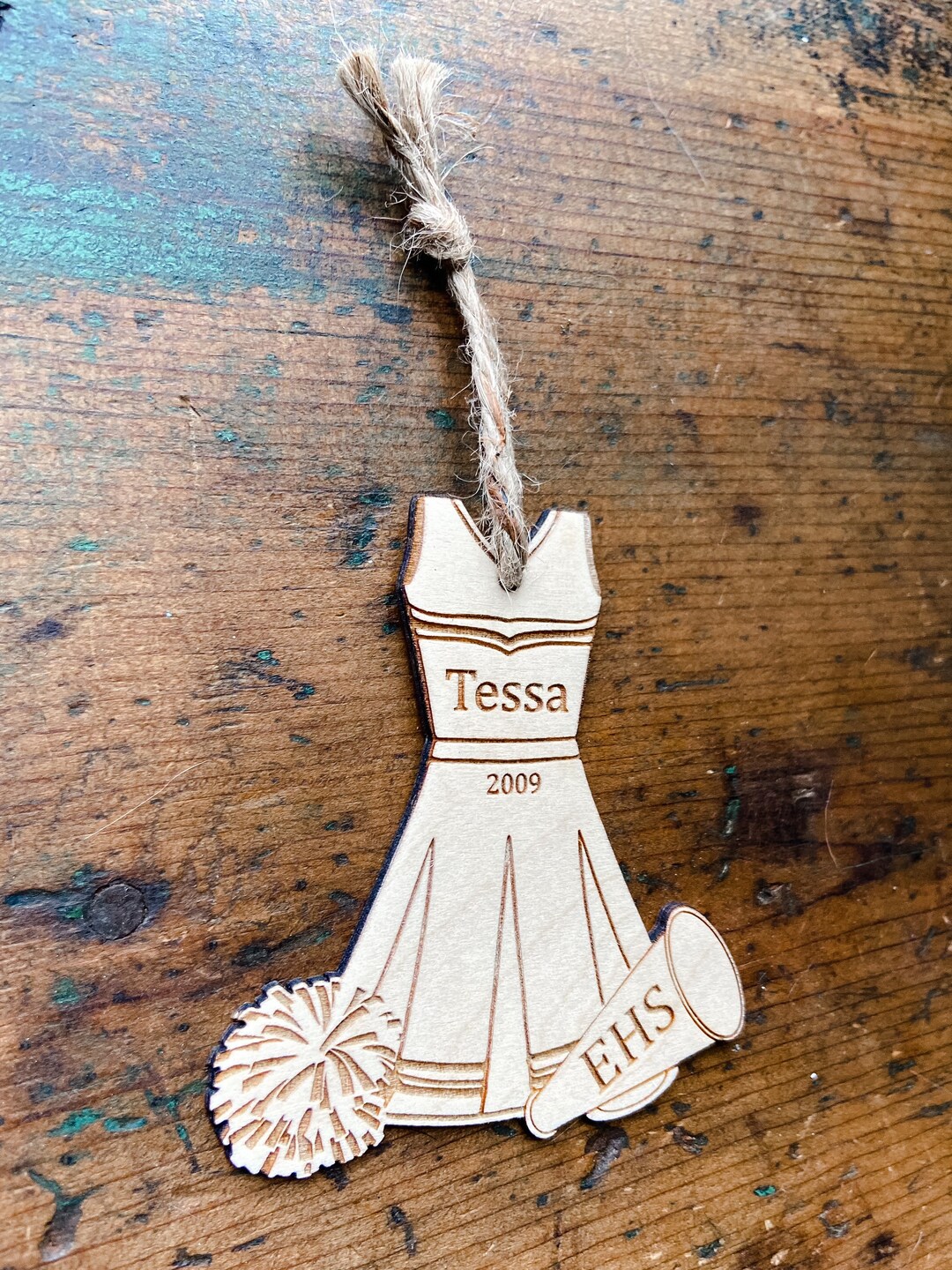 Cheerleader Ornament | Engraved Cheer Ornament | Wooden Sports Ornament ...