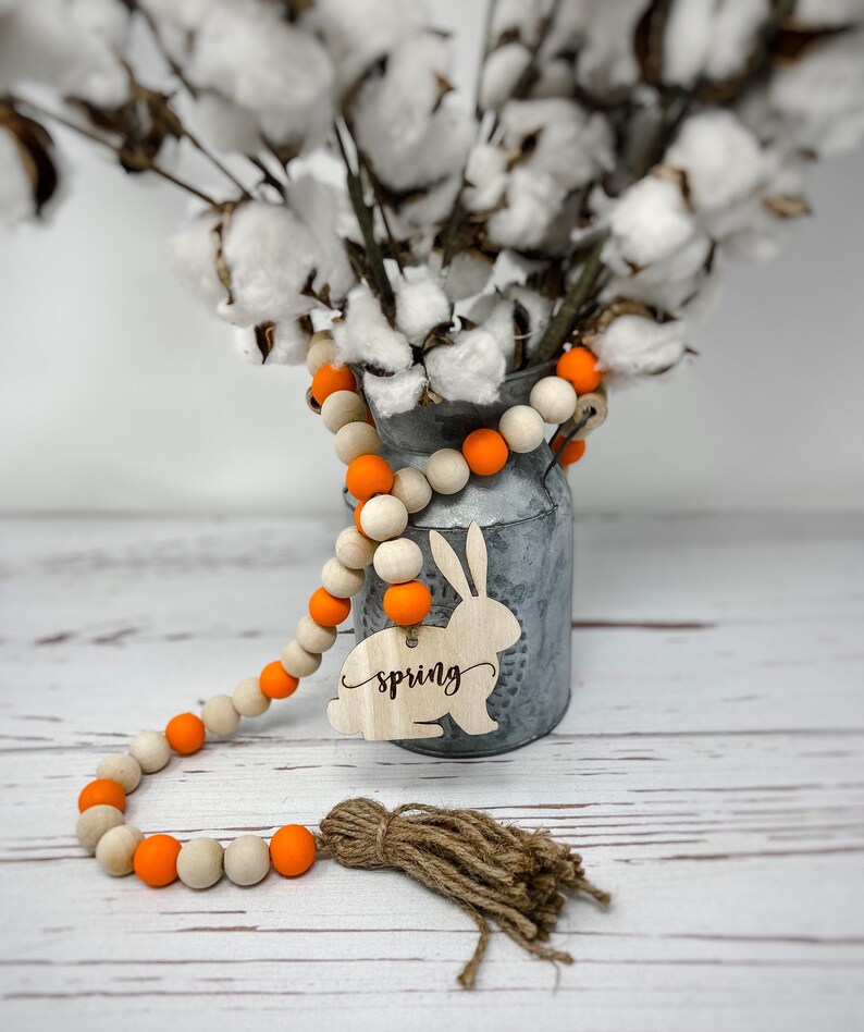 Spring Beaded Garland Beaded Garland Easter Wooden Bead - Etsy