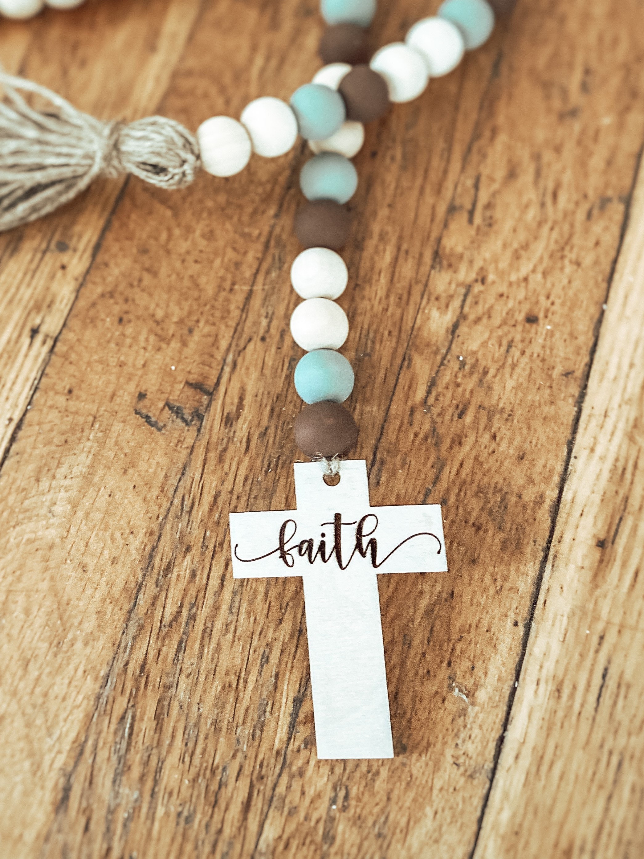 Faith Beaded Garland Beaded Garland Faith Wooden Bead - Etsy