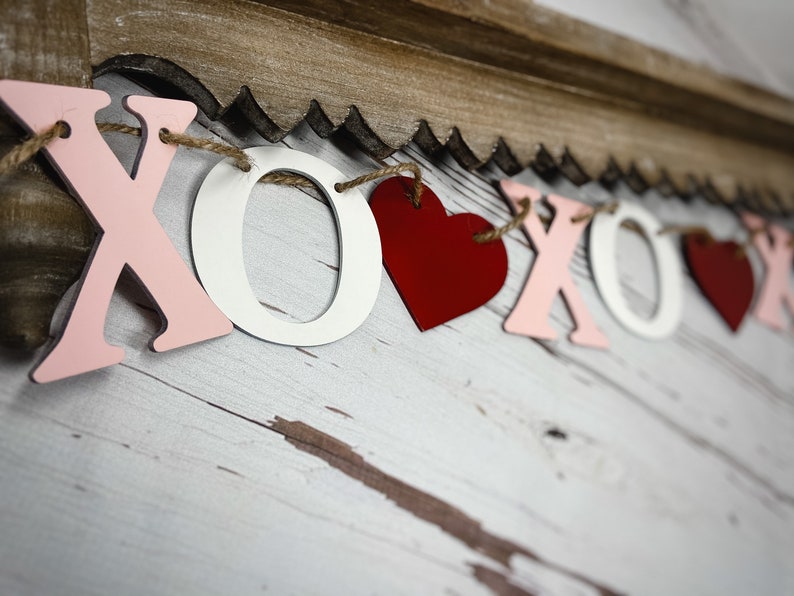 XO Banner Heart Banner Valentines Day Banner Rustic | Etsy