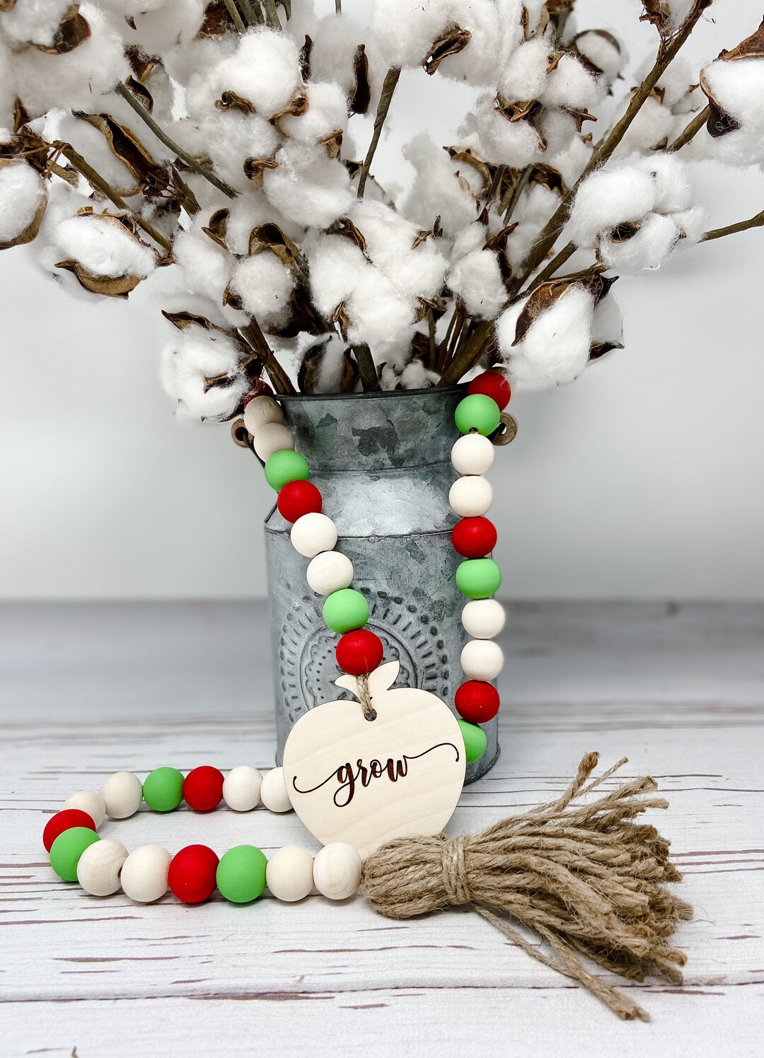 Apple Beaded Garland Back to School Wooden Beaded Garland Grow Teacher ...