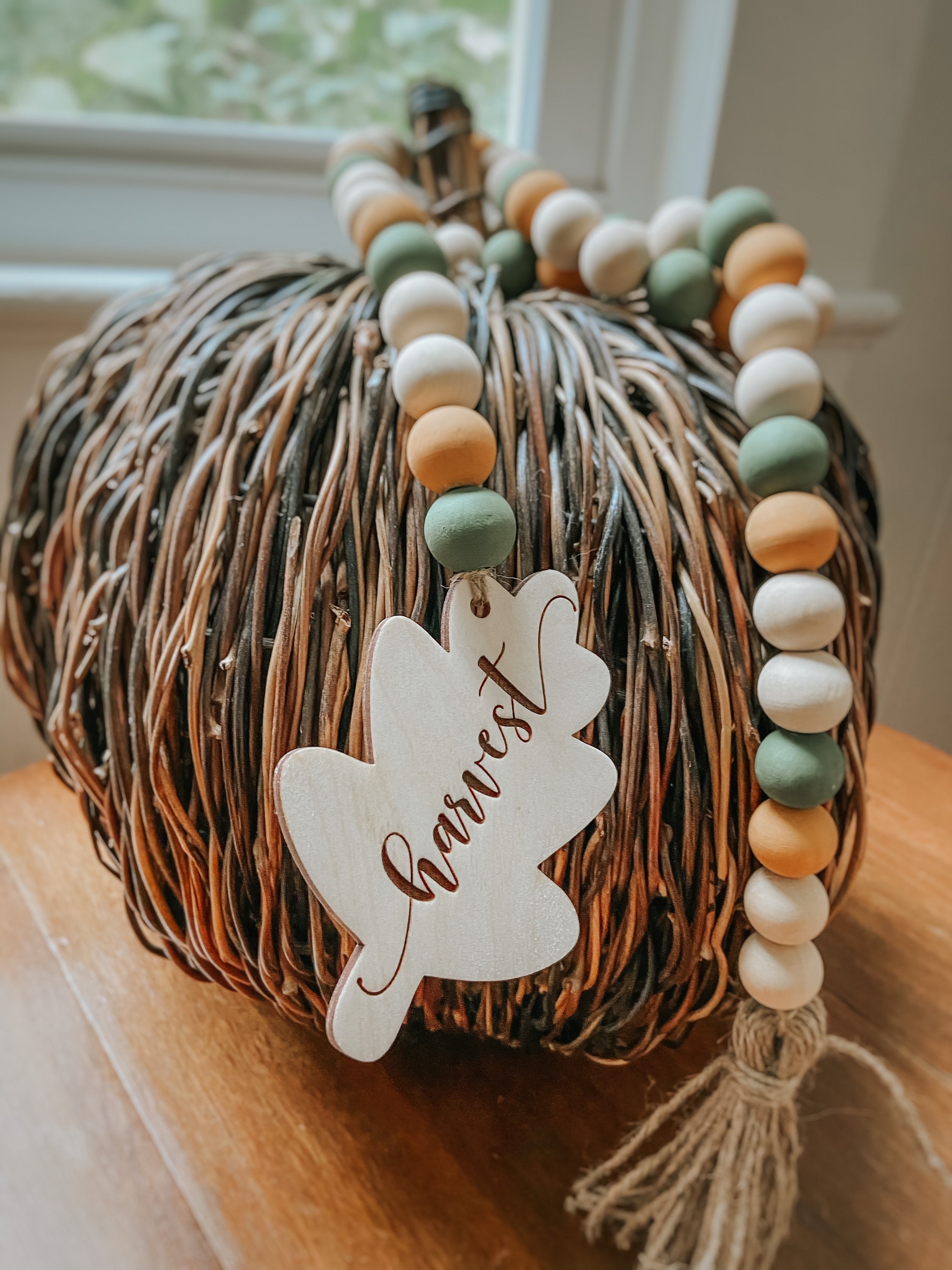 Leaf Beaded Garland | Fall Beaded Garland | Wooden Bead Garland ...