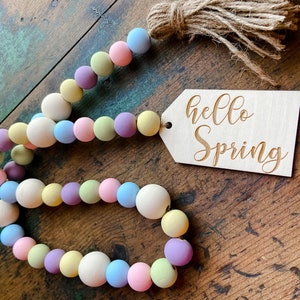 Spring Beaded Garland | Beaded Garland |spring Decorations | Wooden ...